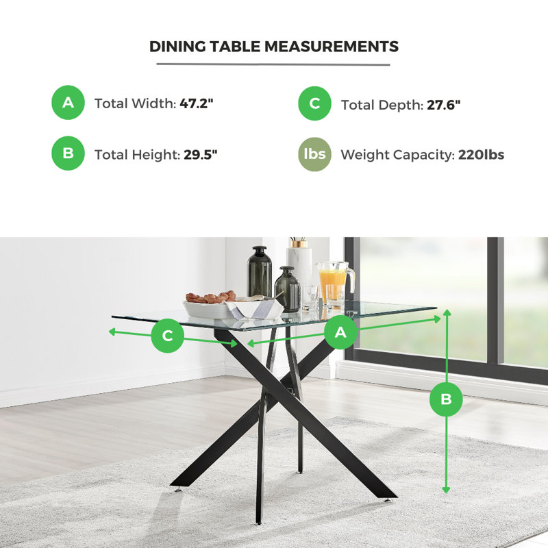 The Twillery Co. Wolcott Luxury Glass Gold Metal Rectangular Dining Table Reviews Wayfair